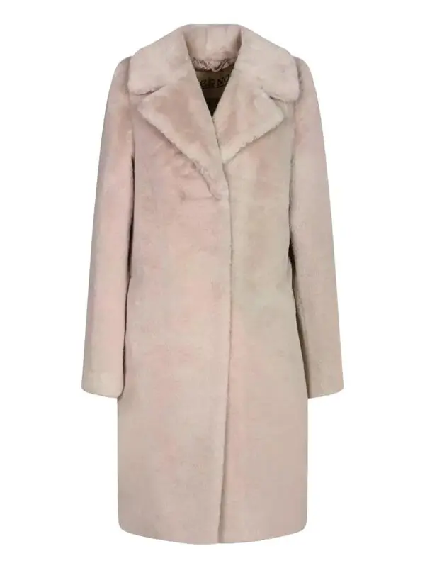 Herno Faux-fur Notched-lapels Coat - Neutrals