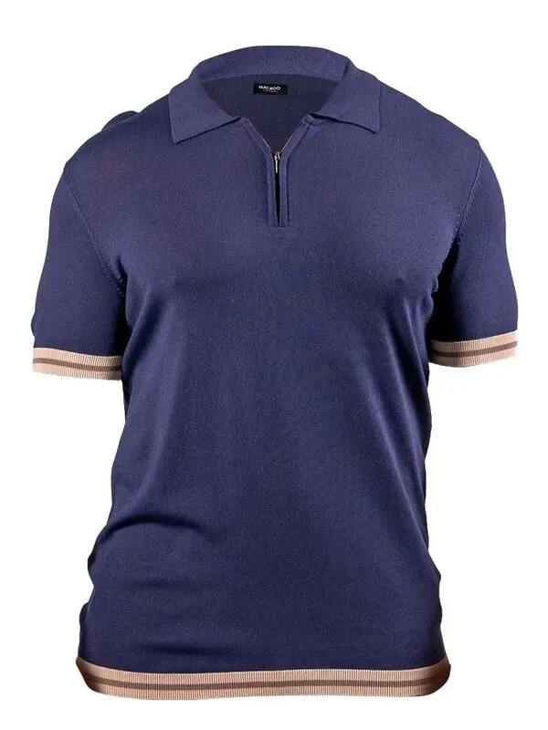 MACEOO Polo Zip Shirt - Blue