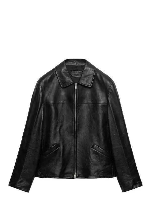 Prada Nappa Leather Blouson Jacket - Black