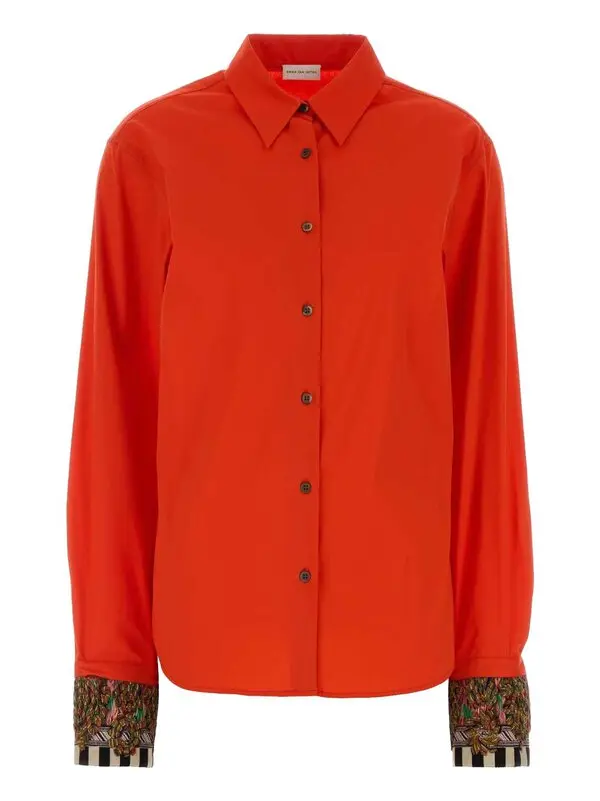 Dries Van Noten Coral Stretch Poplin Chloris Shirt - Red