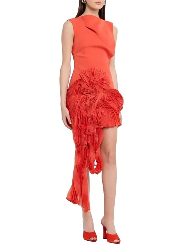 Acler Forever Young Aberleigh Organza-drape Mini Dress - Chilli