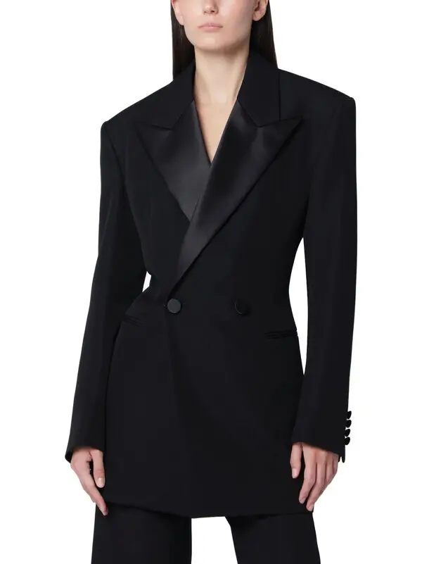 Saint Laurent Double-breasted Tuxedo Jacket In Virgin Wool - Black