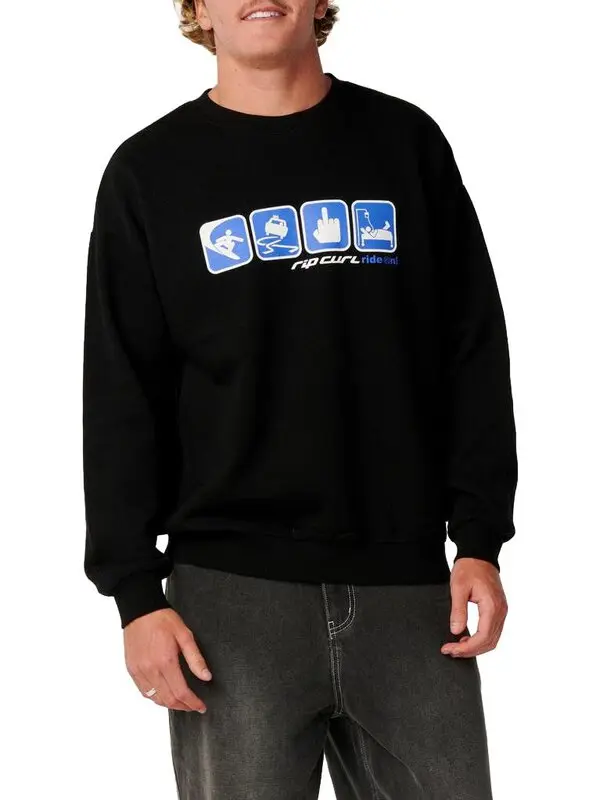 Rip Curl Archive Ride On Crewneck Sweatshirt - Black