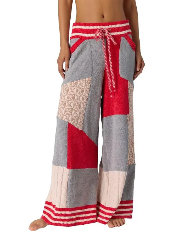Free People Snow Much Fun Lounge Pants - Patchwork Combo