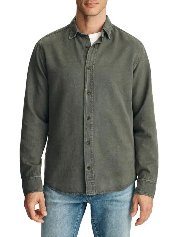 34 Heritage Tencel Lyocell Blend Long Sleeve Button Up Shirt - Grape Leaf