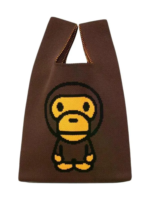 A BATHING APE Medium Baby Milo Reversible Knitted Tote Bag - Brown