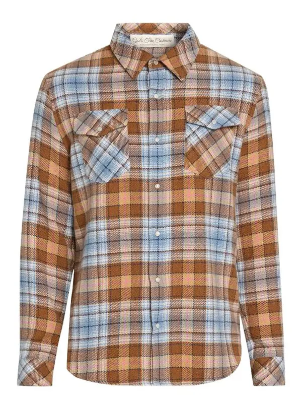 GOD'S TRUE CASHMERE Plaid Cashmere Shirt - Umber