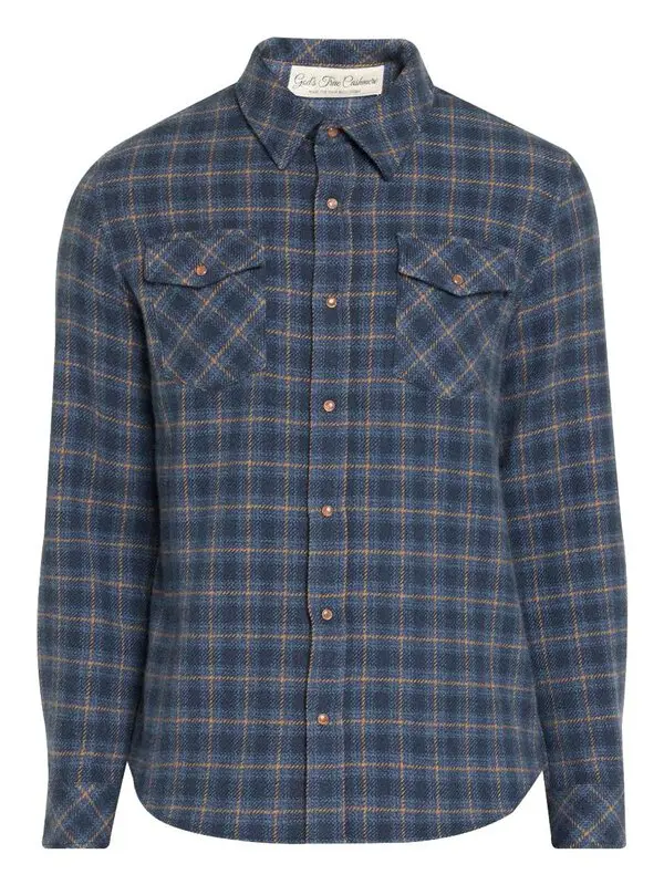 GOD'S TRUE CASHMERE Checked Cashmere Shirt - Eclipse