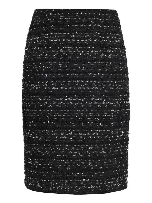 Rickie Freeman For Teri Jon Metallic Tweed Knee-length Pencil Skirt - Black/silver