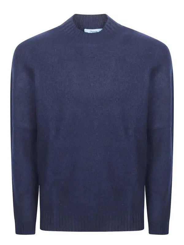 DRUMOHR Wool Ribbed Tubular Knit Crewneck Sweater - Blu