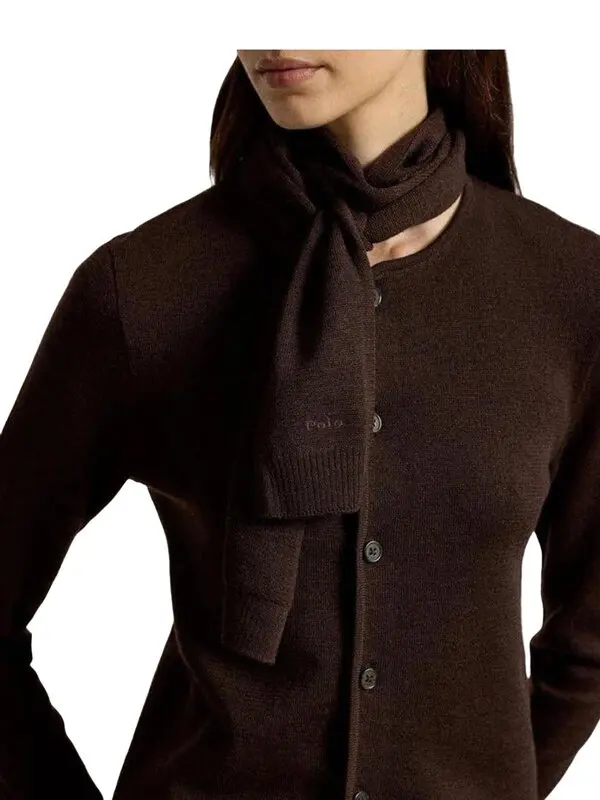 Polo Ralph Lauren Tie-scarf Wool Cardigan - Deep Choco