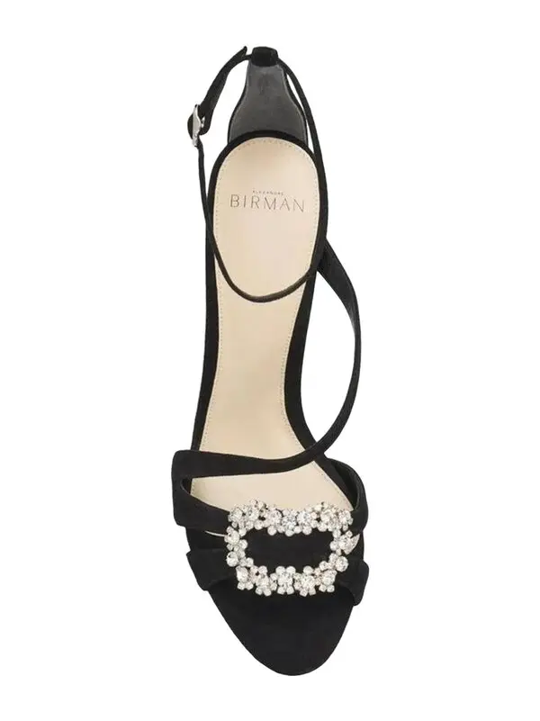 ALEXANDRE BIRMAN Nola 100mm Crystal-embellished Suede Sandals - Black
