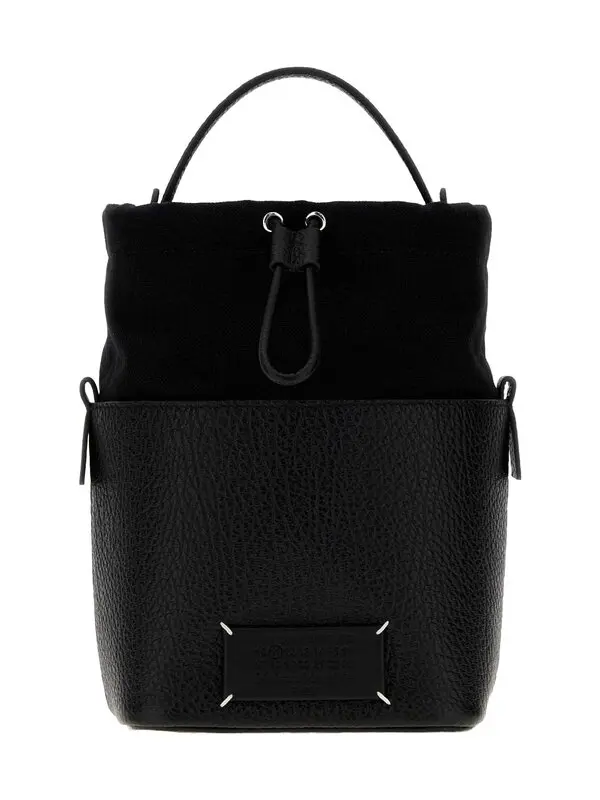 MAISON MARGIELA Leather And Fabric Small 5ac Bucket Bag - Black