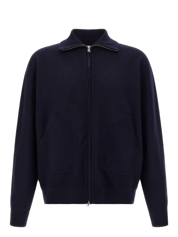 OLIVER LATTUGHI Merino Wool Zip Sweater - Blue