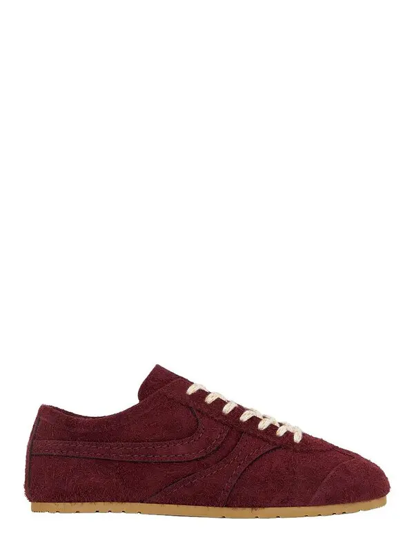 Dries Van Noten Calf Leather Sneaker In Burgundy - Choco