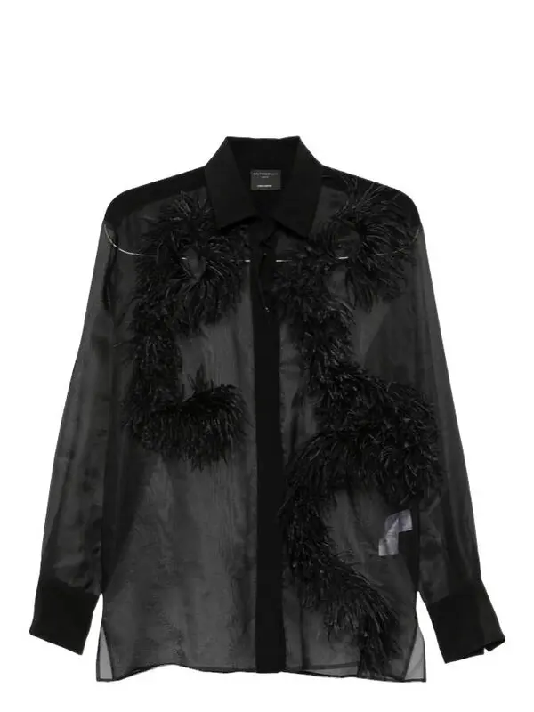 Antonelli Firenze Feather-trimmed Shirt - Black