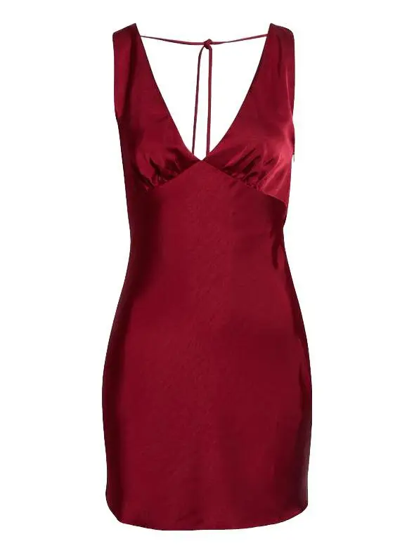 Lulus Liora Plunge Neck Minidress - Wine