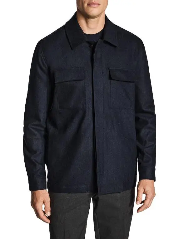 JACK VICTOR Colbey Flannel Twill Shirt Jacket - Navy