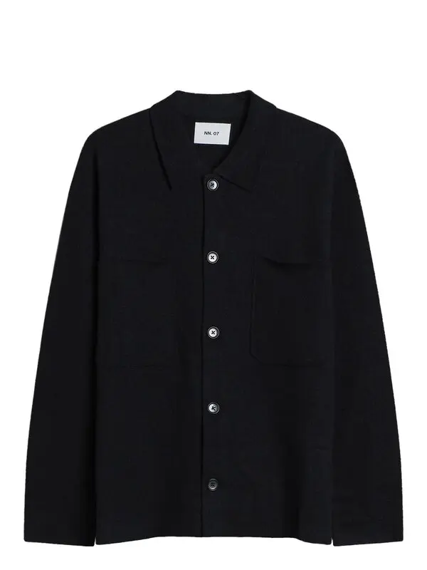 Nn07 Jonas Bolied Wool Overshirt - Black