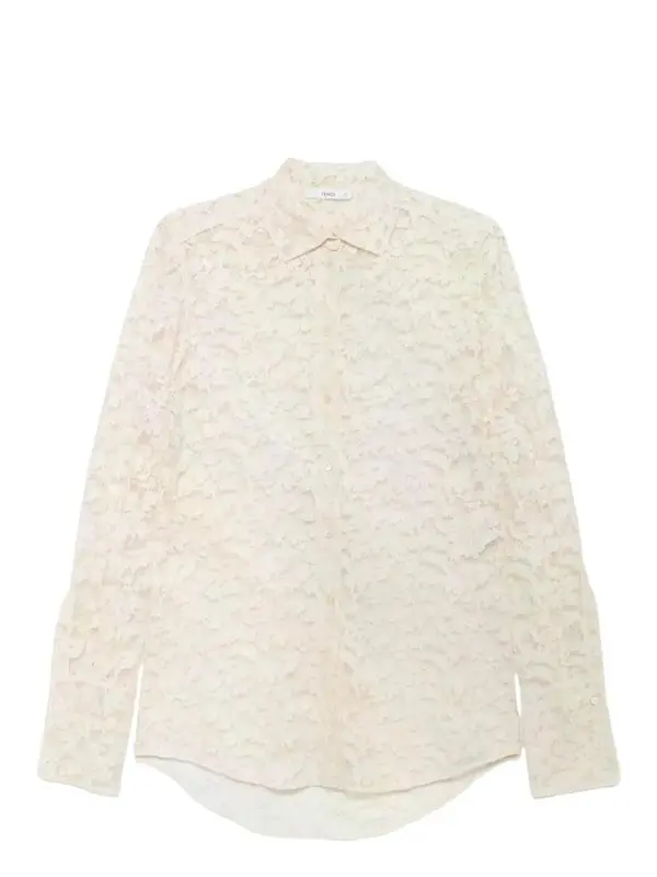 Fendi Floral-lace Buttoned Shirt - Neutrals