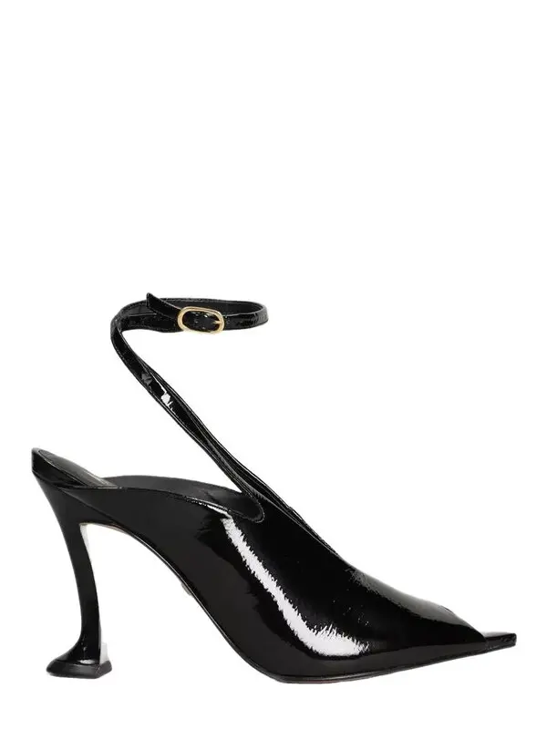 ANDREA CARRANO Silhouette Patent Ankle-strap Heeled Sandals - Black