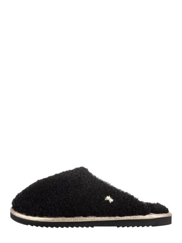 LAINES LONDON Teddy Closed Toe Slippers - Black