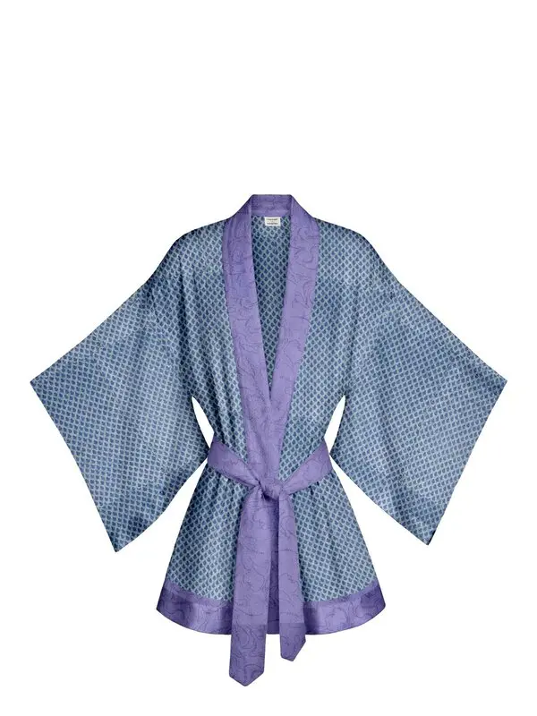 ARTEMIS MUSE One Of A Kind Recyled Sari Kimono Unique Twenty Three - Blue