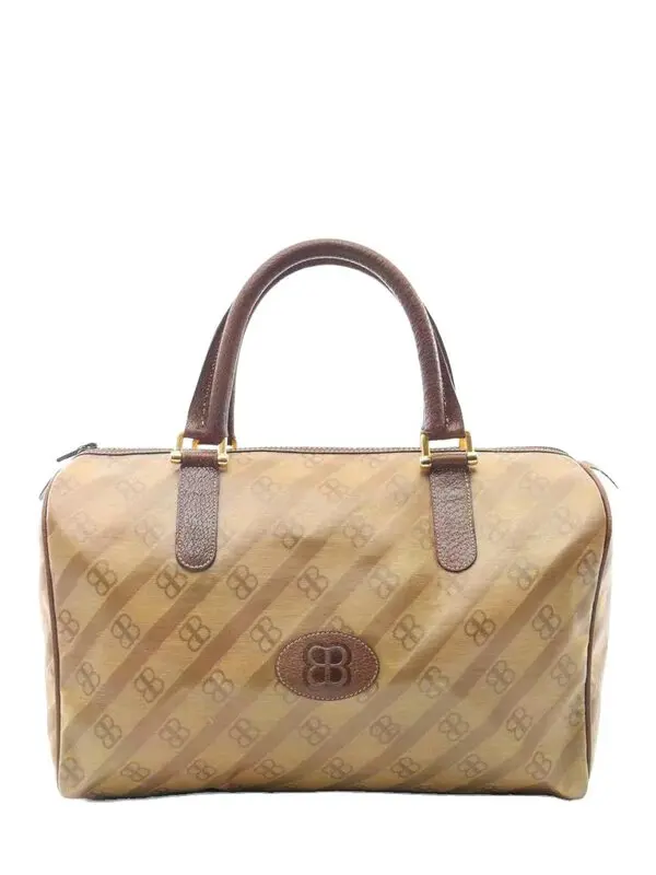Balenciaga 20th Century Bb Monogram Coated Canvas Boston Bag - Neutrals