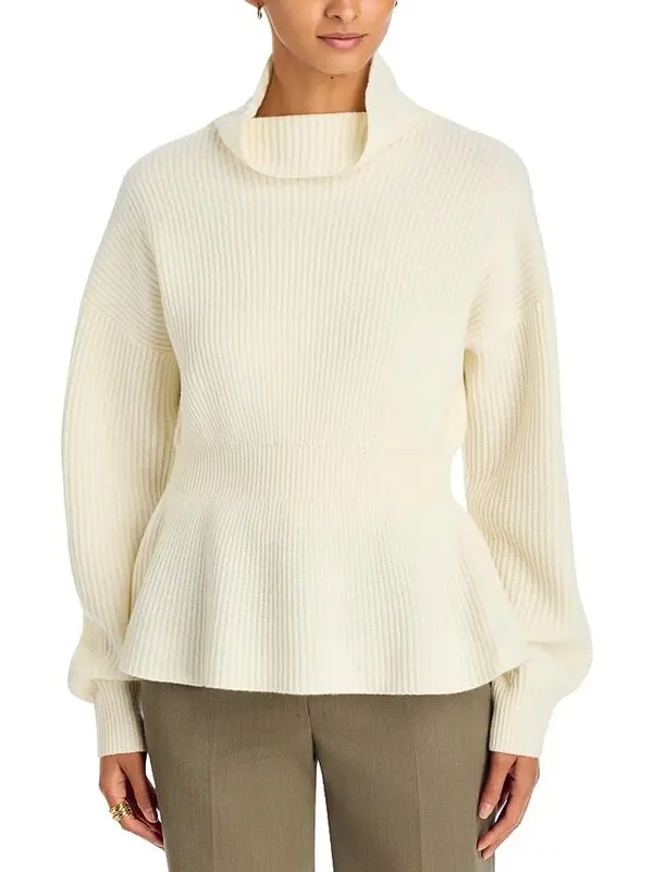 Theory Wool & Cashmere Cinch Waist Sweater - Ivory
