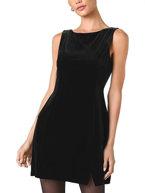 French Connection Caramia Stretch Velvet Mini Dress - Black