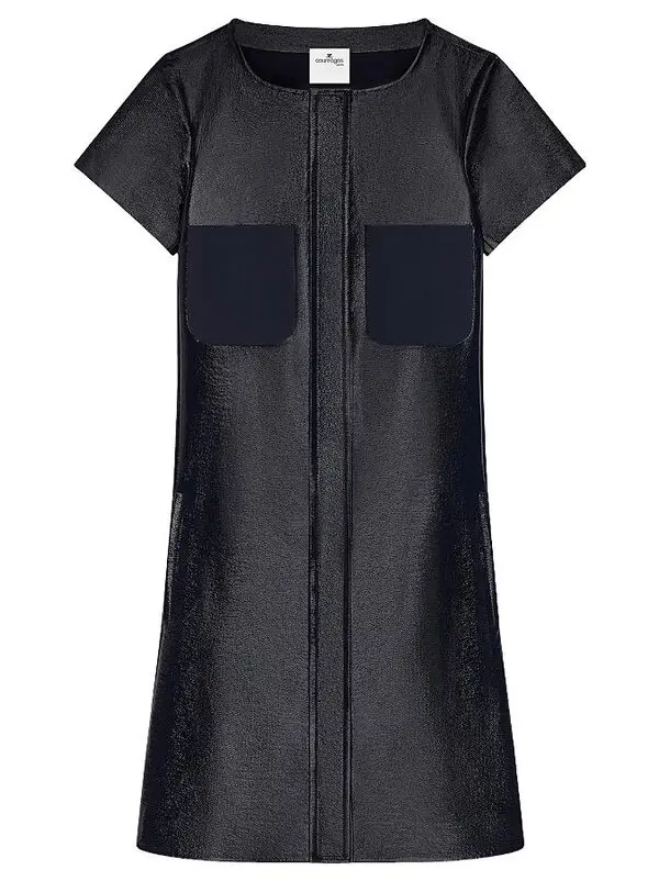 COURREGES Vinyl Cotton Blend Pocket Dress - Navy