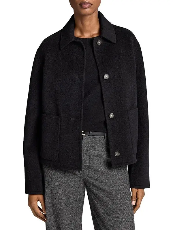 Vince Cash Wool & Cashmere Blend Button Front Jacket - Black