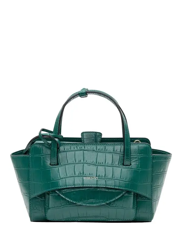 HIDESINS Cocoon Motif Mini Flap Shoulder Bag In Calf Leather - Grass