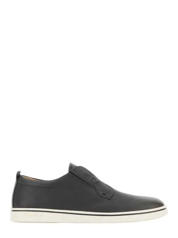 FERRAGAMO Alfie Dark Leather Slip-on Loafers For - Grey