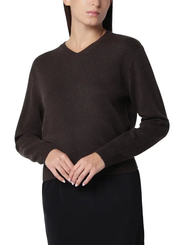 Almada Label Gaelle Organic Cashmere V-neck Sweater - Brown