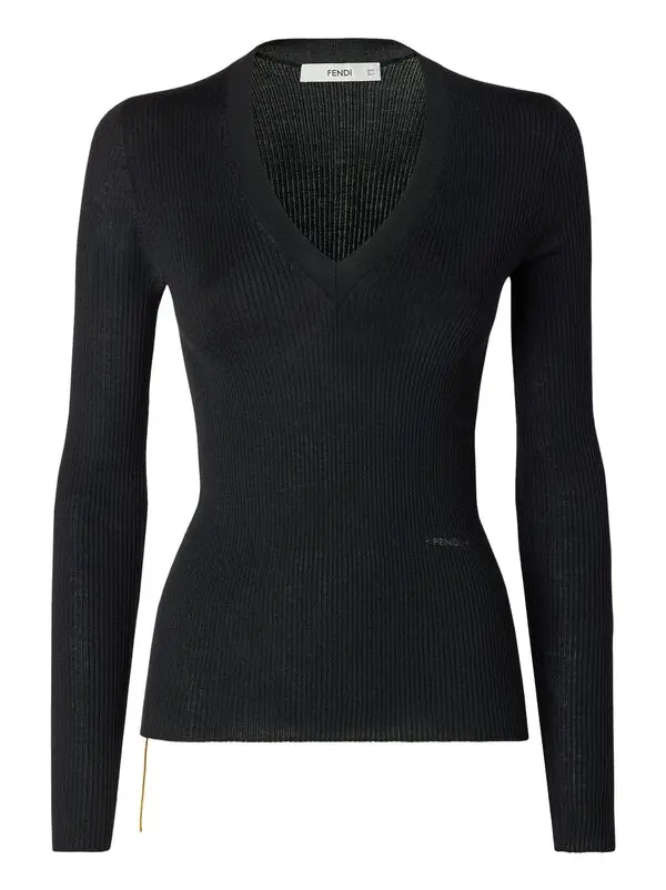 Fendi Ribbed Wool Jumper - Black