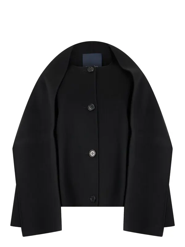 Max Mara Sleek Button-front Wool Jacket With Classic Collar - Black