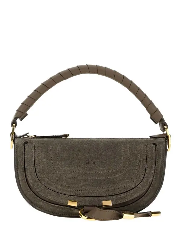 Chloé Mini Marcie Suede Shoulder Handbag With Adjustable Strap - Grey