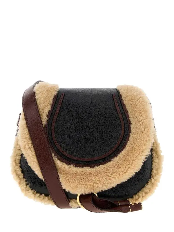 Chloé Marcie Crossbody Handbag In Bovine Leather With Golden Hardware, 20cm X 19cm X 11cm, Adjustable Strap 40-60cm - Black