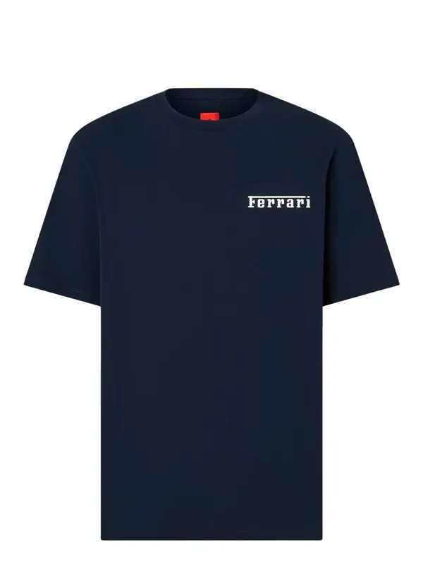 FERRARI 100% Cotton Graphic T-shirt - Navy