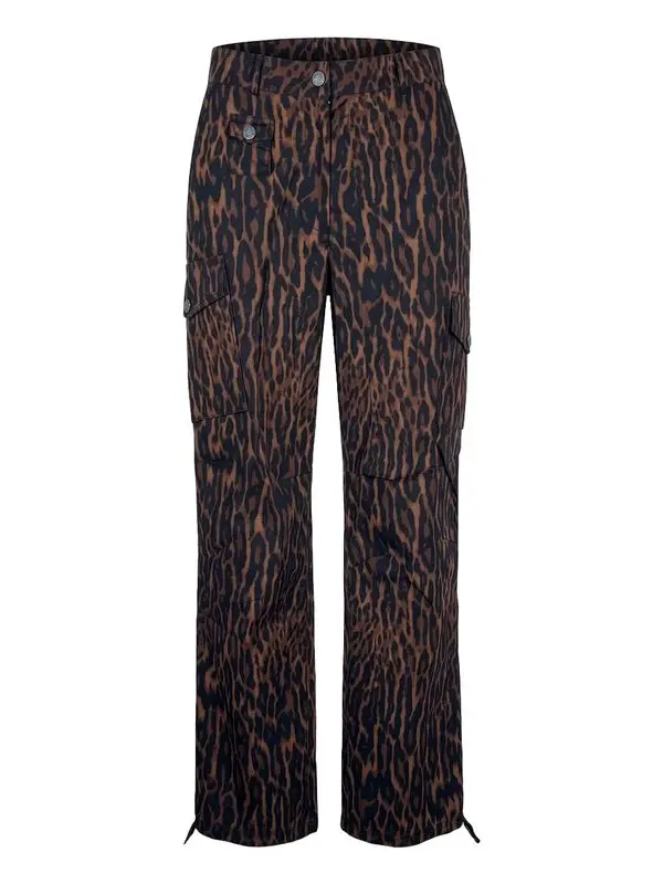 GANNI Stretch Cotton Pocket Cargo Pants Printed - Rawhide