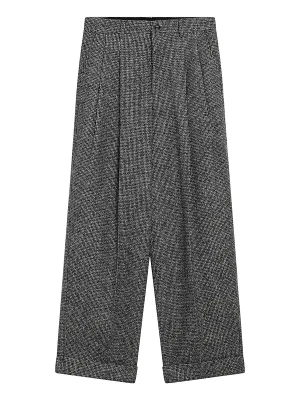 DOLCE E GABBANA Speckled Wool-blend Trousers With Front Pleats And Pockets - Grey