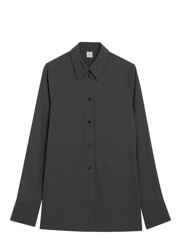 TOTEME Lightweight Viscose Wool Shirt - Black