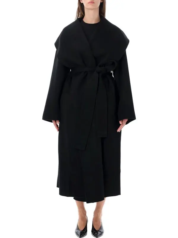 TOTEME Wool Wrap Coat - Nero