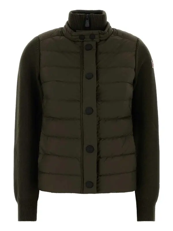 Moncler Quilted Down Puffer-knit Cardigan - Green