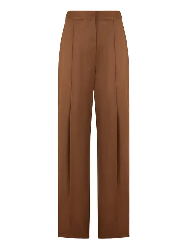 Elisabetta Franchi Pleated High-waist Linen-blend Trousers - Brown