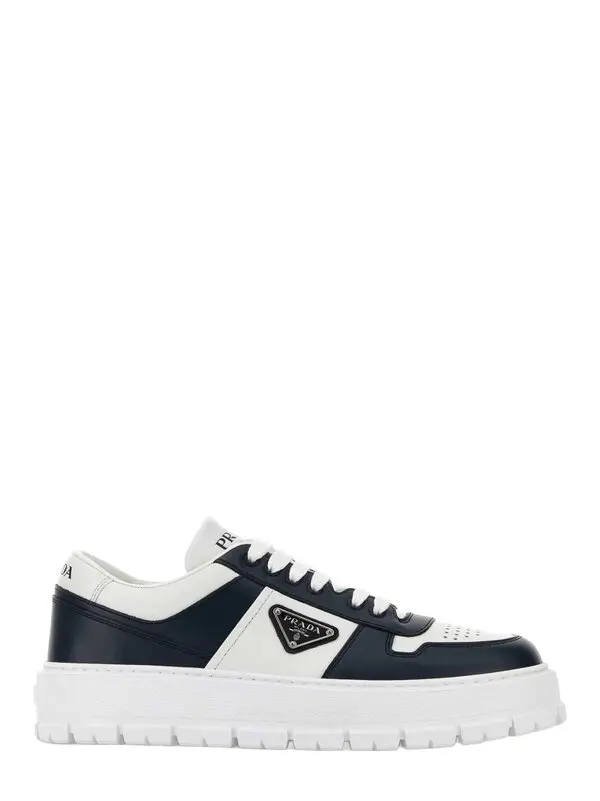 Prada Leather Sneaker With Contrast Detailing - Multicoloured