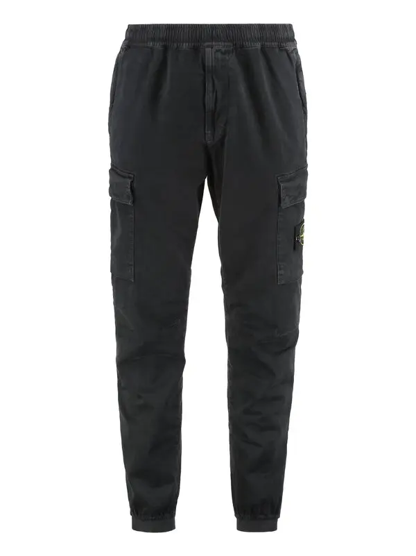 Stone Island Cargo Pants In Cotton With Relaxed Fit - Black