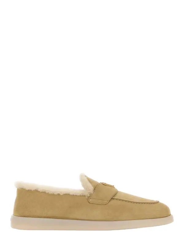 Prada Sand Suede Loafers - Beige O Tan