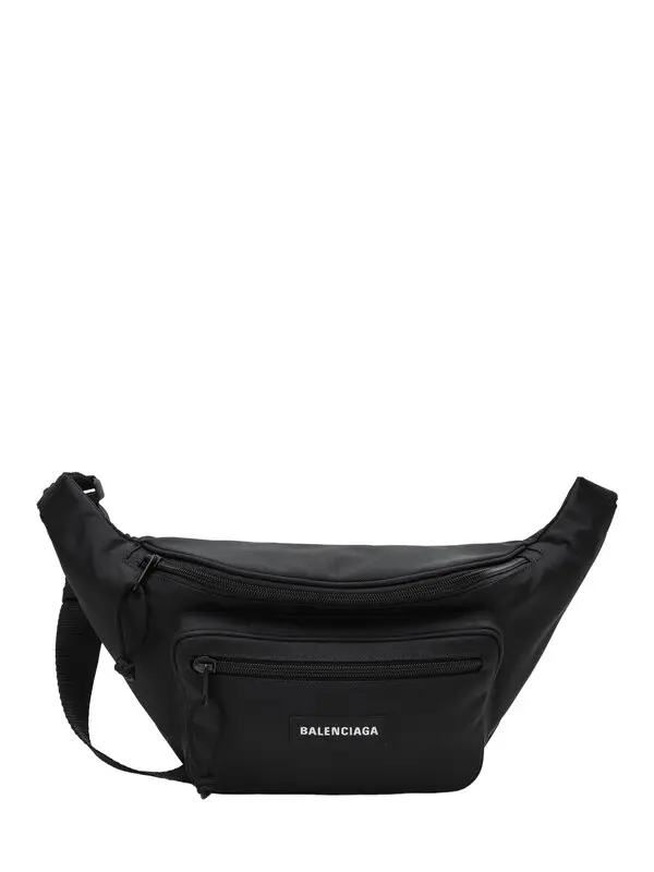 Balenciaga Explorer Mini Nylon Belt Bag With Logo - Black